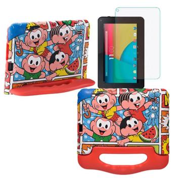 Case emborrachada Turma da Mônica Infantil p/ Tablet M7 WIFI + Película ...