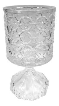 Castiçal Taça De Vidro Cilindro Relevo Trevo 15x8cm - TIMSUI - Castiçal ...