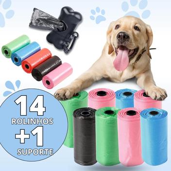 Cata Caca Suporte Para Saquinho Fezes Cachorro Pet 14 Rolos Saco Coco ...