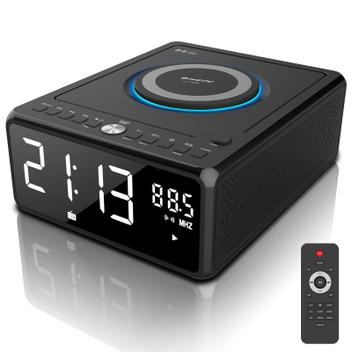 CD Player Alarm Clock Radio Combo Gelielim com carregador sem fio - MP3 ...
