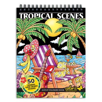 Cenas tropicais coloridas do livro de colorir para adultos ColorIt ...