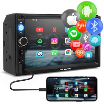 Central Multimídia 2 Din 7" Bluetooth Espelhamento Android Iphone Waze Spotify USB MP5 Shutt ...