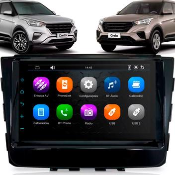Central Multimídia 7 Polegadas MP5/BT CarPlay Android Auto + Moldura Preta Creta 2017 - AP839 ...