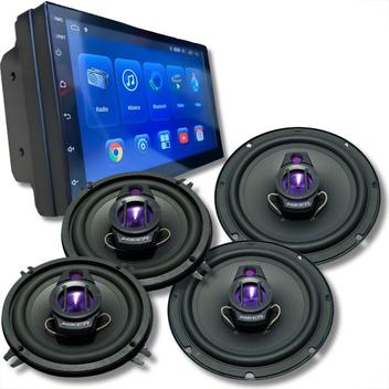 Central Multimídia Bluetooth e Wifi 7 Pol. + Par de Alto-Falantes 5 e 6 ...