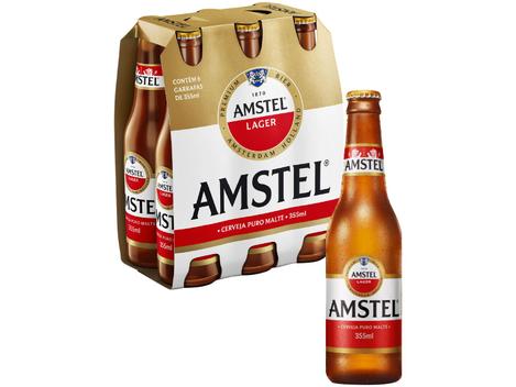 Cerveja Amstel Lager Puro Malte 6 Unidades - Long Neck 355ml - Cerveja ...