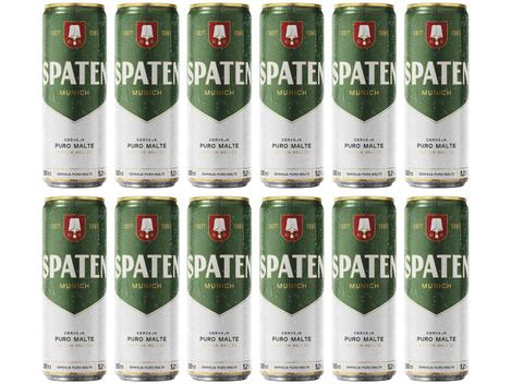 Cerveja Spaten Puro Malte Munich Helles Lager - 12 Unidades Lata 350ml ...