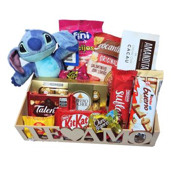 Cesta Stitch Pelúcia Presente Chocolate Ferrero Rocher, Fini - Cesta de ...