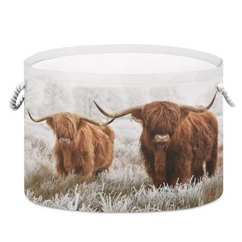 Cesto de Roupa Suja PAYOHTO - Vaca Highland Escocesa (50x35cm) - Cesto ...
