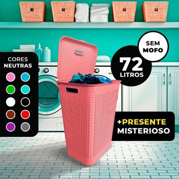 Cesto De Roupa Suja Rattan 72 Litros Resistente Lavanderia - ROSÊ - Aja Elias Macedo - Cesto de ...