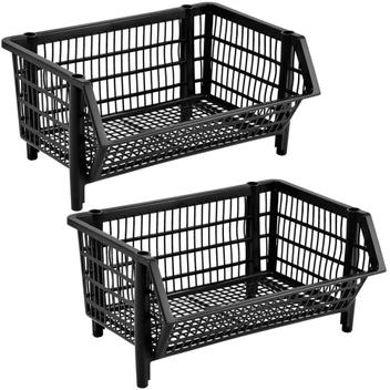 Cesto expositor plástico empilhável 41 x 27 x 57 cm COMPT 2 peças ...