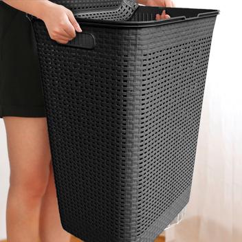Cesto Telado Rattan De Roupas Suja Com Tampa Diversas Cores Organizador ...