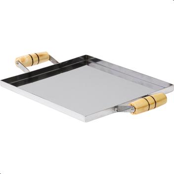 Chapa Para Fogão e Churrasqueira Com Alça de Madeira Inox SF ...