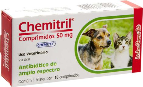 Chemitril 50 mg Chemitec 10 comprimidos - Antibiótico Pet - Magazine Luiza