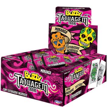 Chicle Buzzy Tattoo Morango 90un - RICLAN - Chicletes e Gomas ...