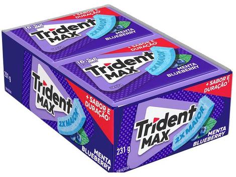 Chiclete Trident Max Menta Blueberry - Display com 14 Unidades de 16,5g ...