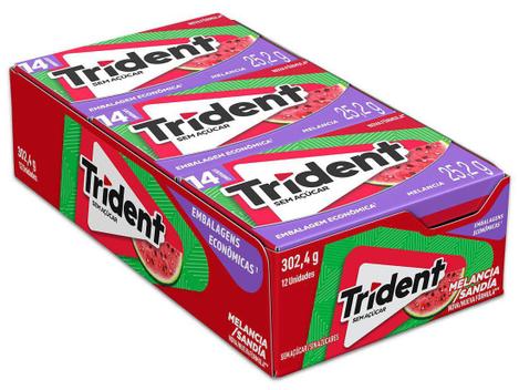 Chiclete Trident Melancia Sem Açúcar - Display com 12 Unidades de 25,2g ...