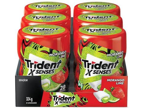 Chiclete Trident X Senses Morango Lime - Display com 6 Unidades de 54g ...