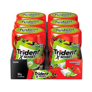 Chiclete Trident XSenses Morango Lime sem Açúcar Garrafa 54g - Caixa ...