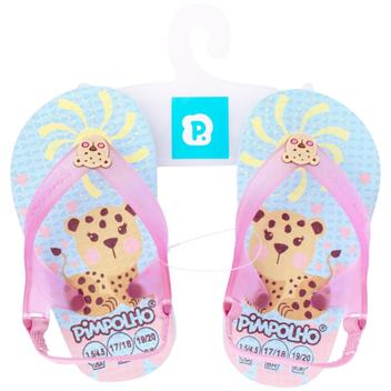 Chinelo Baby Pimpolho Elástico Bebê Menina Azul/Onça 17 a 23 - Chinelo ...