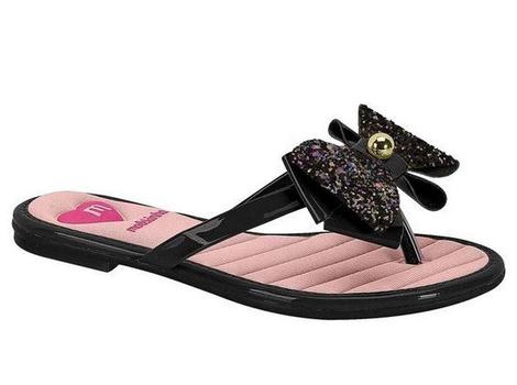 Chinelo Molekinha Infantil Menina Preto 01 Glitter 2157854 - Chinelo ...
