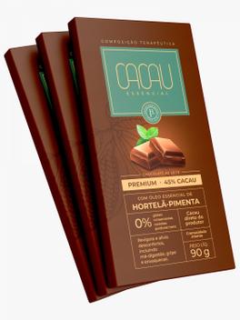 CHOCOLATE 45% CACAU COM OE ESSENCIAL DE HORTELÃ PIMENTA 90g - Cacau ...