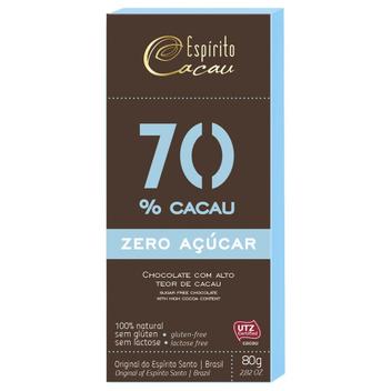 Chocolate 70% Sem Açúcar Cacau Espírito Cacau 80g - Chocolate / Barra ...