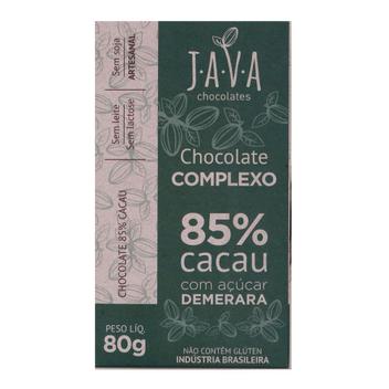Chocolate com açúcar demerara 85% cacau J.A.V.A. 80g - Java - Chocolate ...