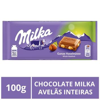 Chocolate Milka, Avelãs Inteiras, Barra 100g - Chocolate / Barra de ...