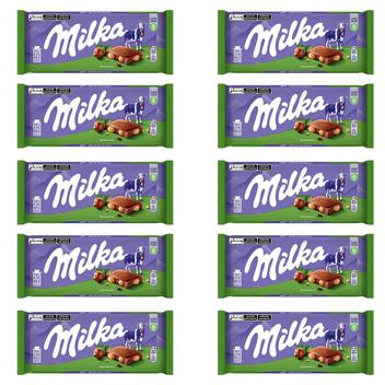 Chocolate Milka Avelãs Inteiras Kit 10 Barras de 100g - Chocolate ...