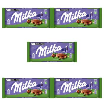 Chocolate Milka Avelãs Inteiras Kit 5 Barras de 100g - Chocolate ...