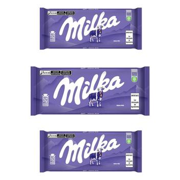 Chocolate Milka Leite Alpino Barra Kit Com 3 Unid De 100G - Chocolate ...