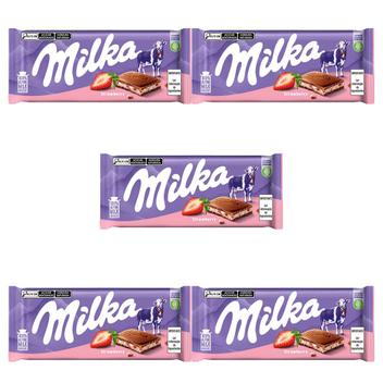 Chocolate Milka Morango Barra Kit com 5 Unidades de 100g - Chocolate ...