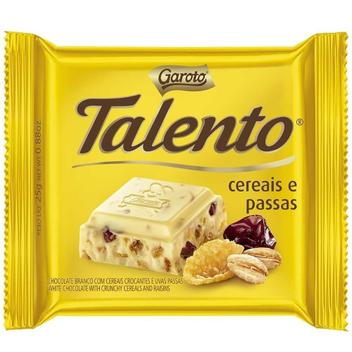 Chocolate Talento Cereais e Uvas Passas Branco 25g Embalagem com 15 ...