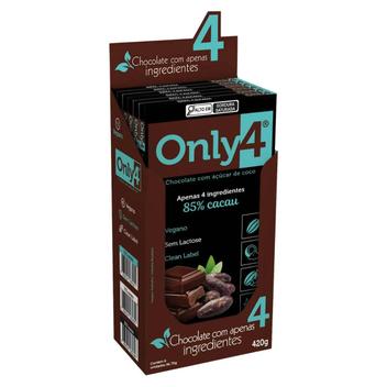 Chocolate Vegano 85% Cacau Puro Only4 70g - Tudo Zero Leite - Chocolate / Barra de Chocolate ...