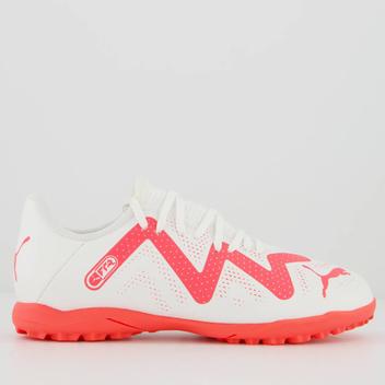 Chuteira Puma Future Play TT Society Juvenil Branca e Rosa - Chuteira ...