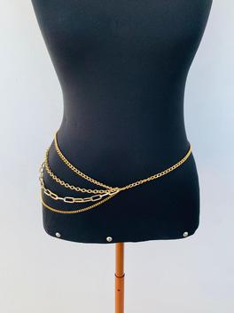 Cinto lateral de correntes banhado correntes em camadas - Dondocas ...