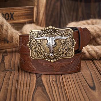 Cinto Masculino de Couro PU - Estilo Cowboy Ocidental com Detalhes ...