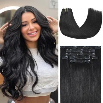Clip in Hair Extensions Honsoo Natural Black 70g 7 unidades 45 cm ...