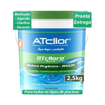 Cloro de Piscinas Limper Atcllor Multi Ação 3 em 1 Balde Pequeno 2,5kg ...
