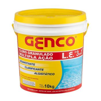 Cloro Multiação 3 em 1 Granulado para Piscina Balde 10KG Genco Unica ...