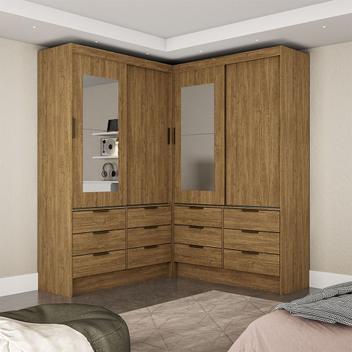 Closet Casal Duplo Sevilha 4 Portas com Espelho 12 Gavetas Carioca ...