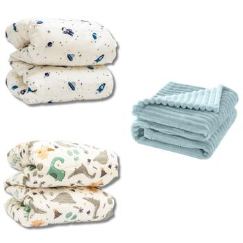 Cobertor 3pçs Bebê Wave Berço Azul e Edredom Astro e Dino - Neném Na ...