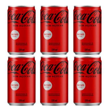 Coca Cola lata Sem Açúcar 220ml fardo C/6 Unidade - COCA-COLA ...