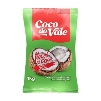 Coco em Flocos Coco do Vale Úmido e Adocicado 1kg - Embalagem com 10 ...