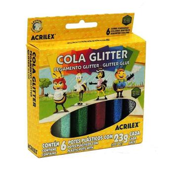 Cola glitter 6 cores 23g Acrilex - Cola Glitter - Magazine Luiza