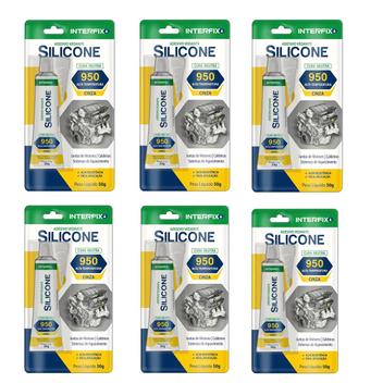 Cola Silicone Alta Temperatura Cinza 50g InterFix 6 Unidades - Cola de ...
