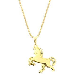 Colar Cavalo com Zircônia Crina e Cauda - Banho Ouro 18k - Lulibelte ...