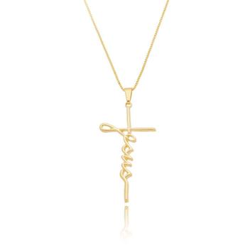 Colar E Pingente Cruz Jesus Banho Ouro 18K - Samics - Colar - Magazine ...
