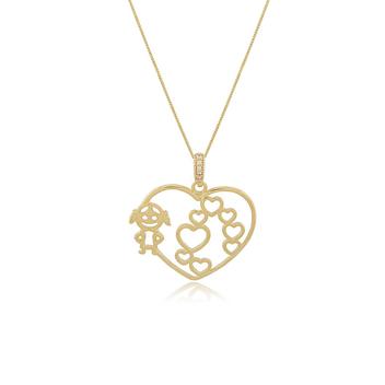 Colar Filha Menina Coração Semi Joias Banhado Ouro 18k - Stella Semi ...