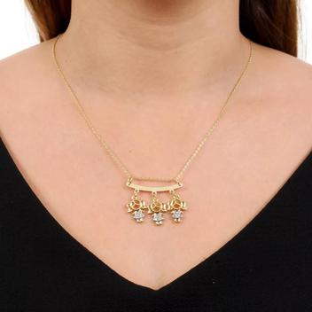 Colar Filhos Com 3 Pingentes Menino Menina Banhado Ouro 18K - Andreia ...
